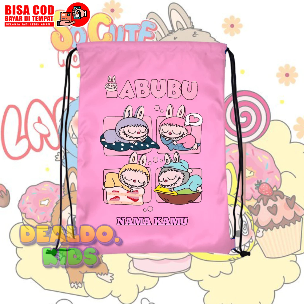Jual Tas Serut Anak Labubu / Slingbag Anak Labuu Bisa Tambah Nama ...