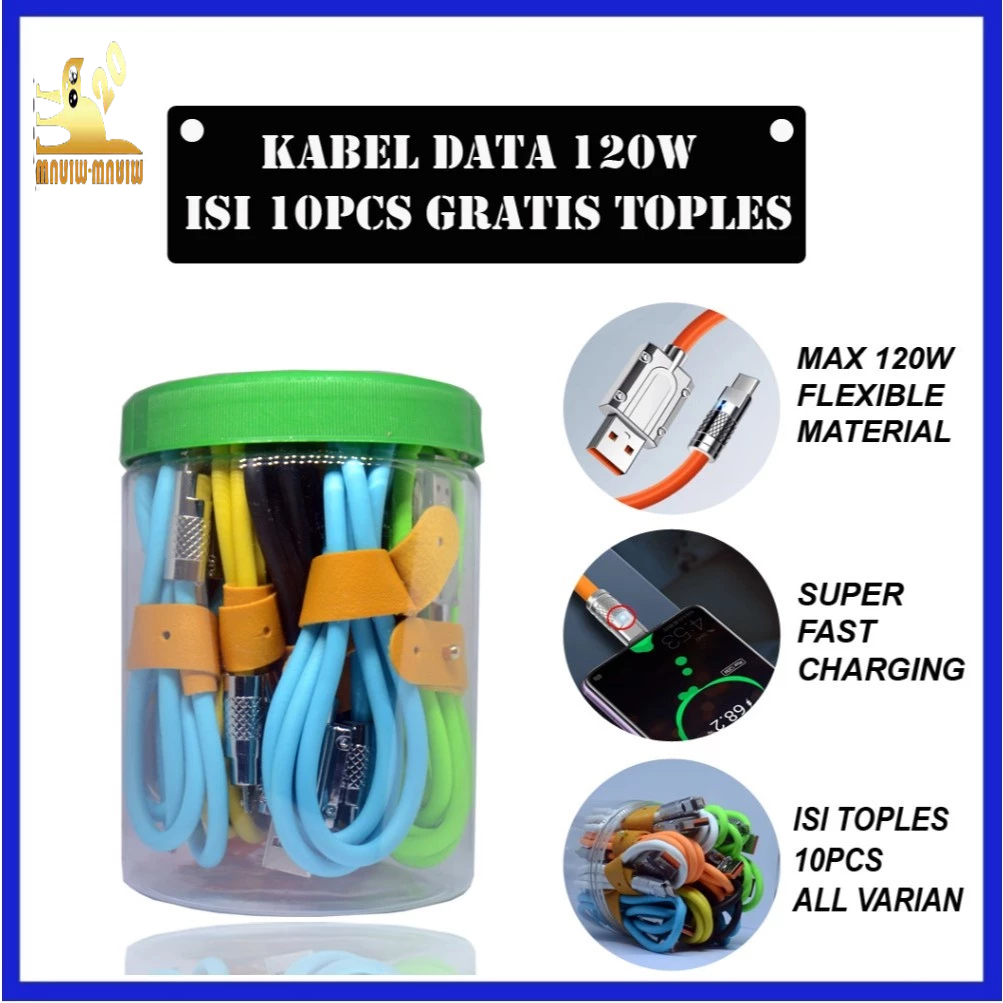 Jual Kabel data 120W 6A MICRO/TYPE C/IPHONE USB fast charging 1meter ...