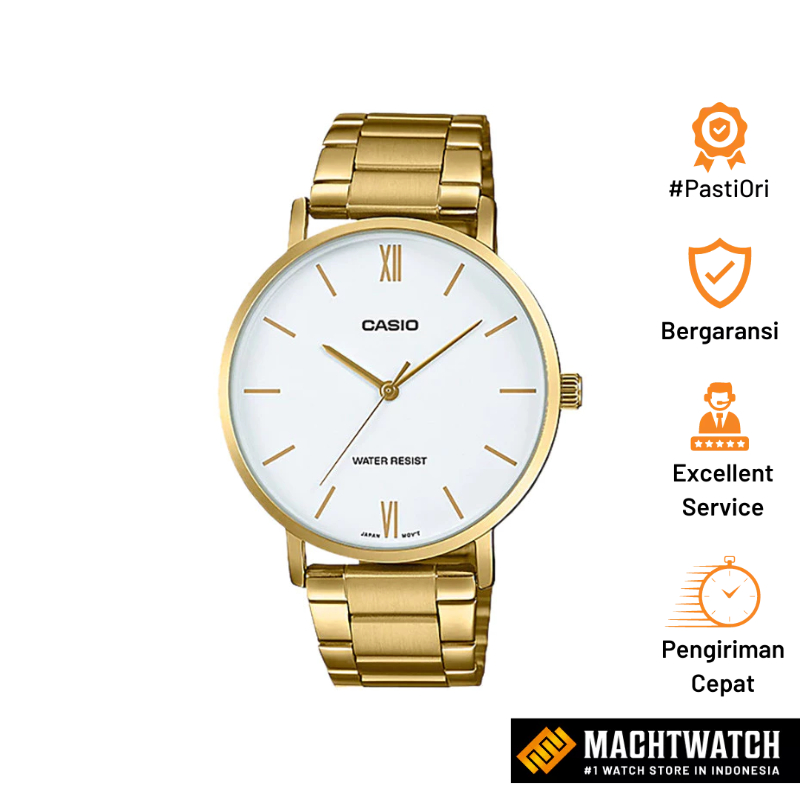 Jual Jam Tangan Pria Casio General MTP-VT01G-7BUDF White Dial Gold ...