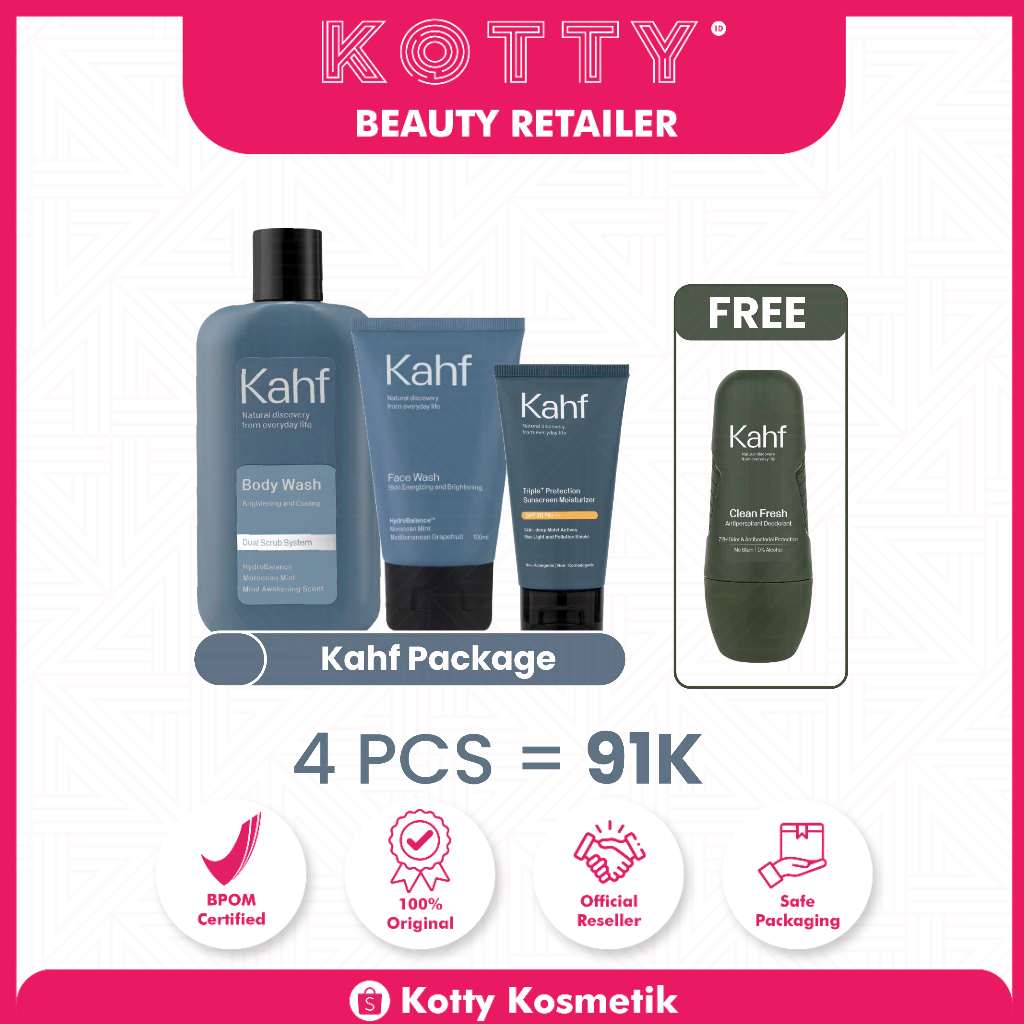 Jual Kotty Kosmetik - KAHF - 4pcs Paket Kahf Skincare/ Face Wash Body ...