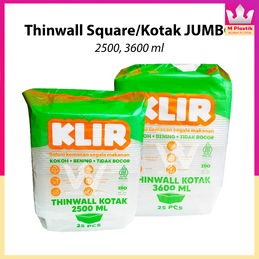 Jual Thinwall ( 2400 2500 3600 ml ) SQUARE [Klir/Victory] --- 25 pcs ...