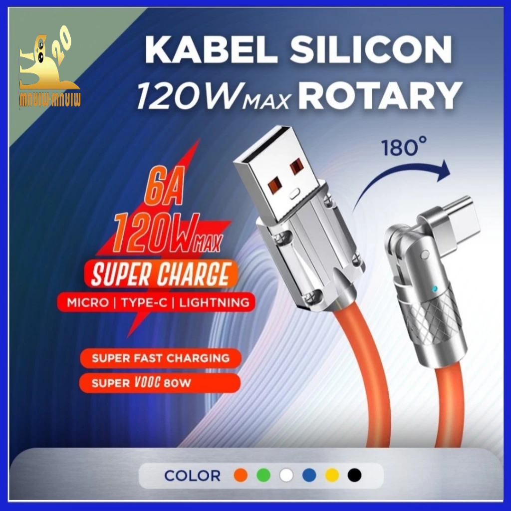 Jual Kabel Data KM12 120W ROTASI PUTAR Fast Charging Micro USB Type C Cable For iPhone IOS USB ...