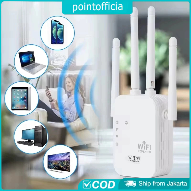 Jual 【Ready Stock】Penguat Sinyal 300M WIFI Repeater Wireless 5G Dual Band 4 Antena Wifi Range ...