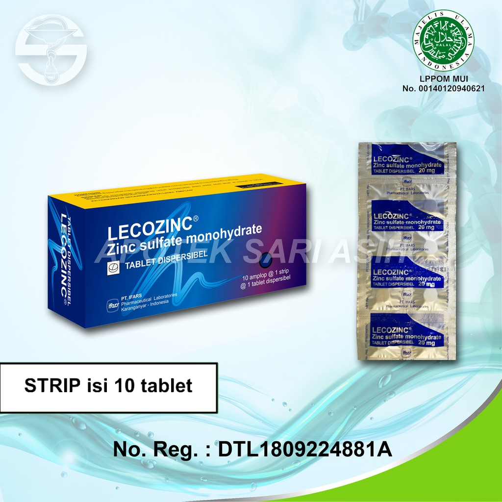 Jual LECOZINC Tablet Ifars STRIP isi 10 Zinc Sulfate Obat Diare HALAL ...