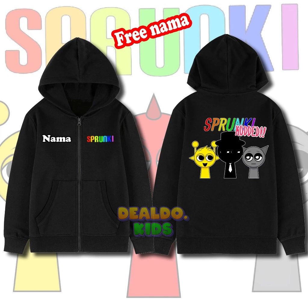Jual Hoodie Zipper Anak Sprunki Incredibox - Jaket anak Usia 4-12 tahun ...