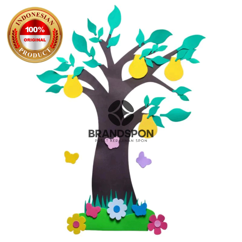 Jual Hiasan Dinding Pohon Literasi Buah (90 x 100 cm) TANPA PAGAR Apel ...