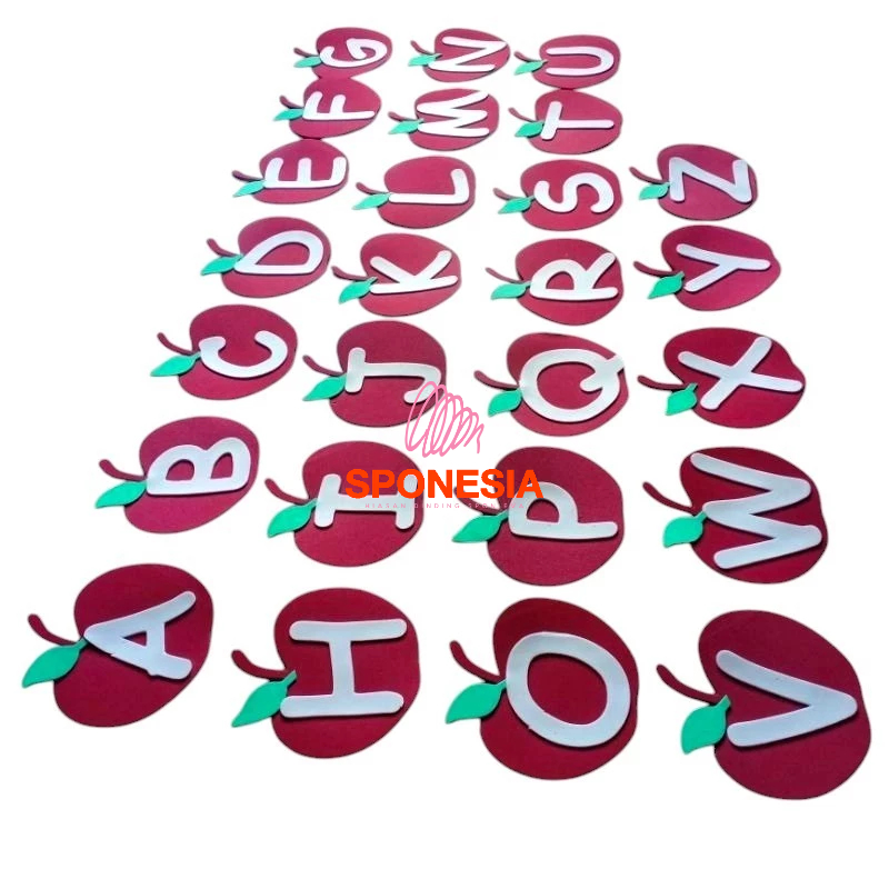 Jual Hiasan Dinding Abjad Apel A-Z (26 Huruf) Tema Buah Apel Anak Paud ...