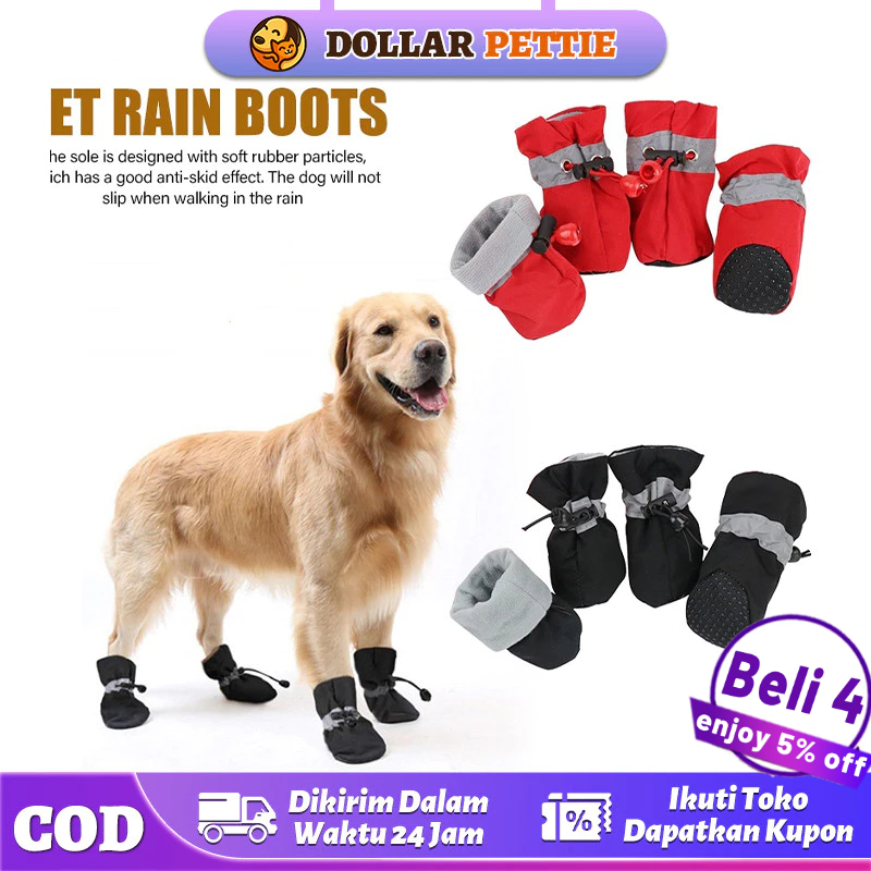 Jual 4pcs Sepatu Boots Kucing Anjing Anti Slip Cat Dog Pet Shoes Kain ...