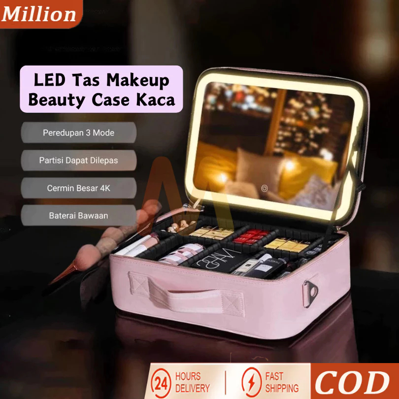 Jual 【COD】Tas Makeup Kosmetik / Beautycase LED Bag mua S / L full mirror LED Makeupartist Bag ...