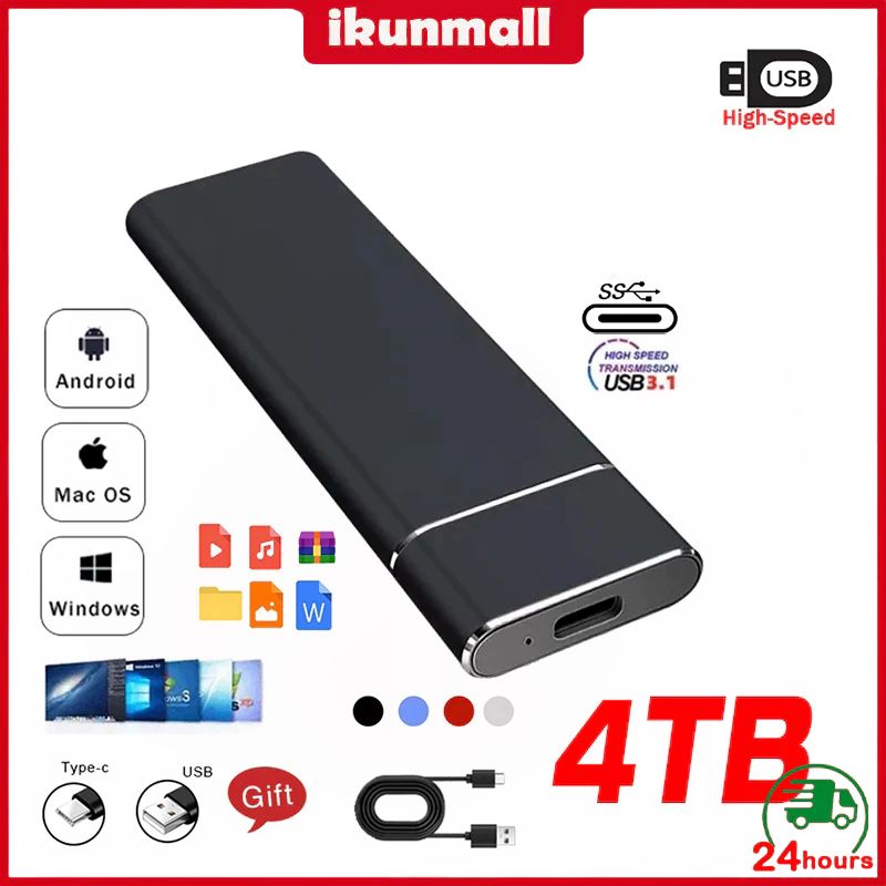 Jual 【COD】SSD Eksternal 4TB USB 3.0 Type-C ssd laptop PC ssd portable eksternal hp solid state ...