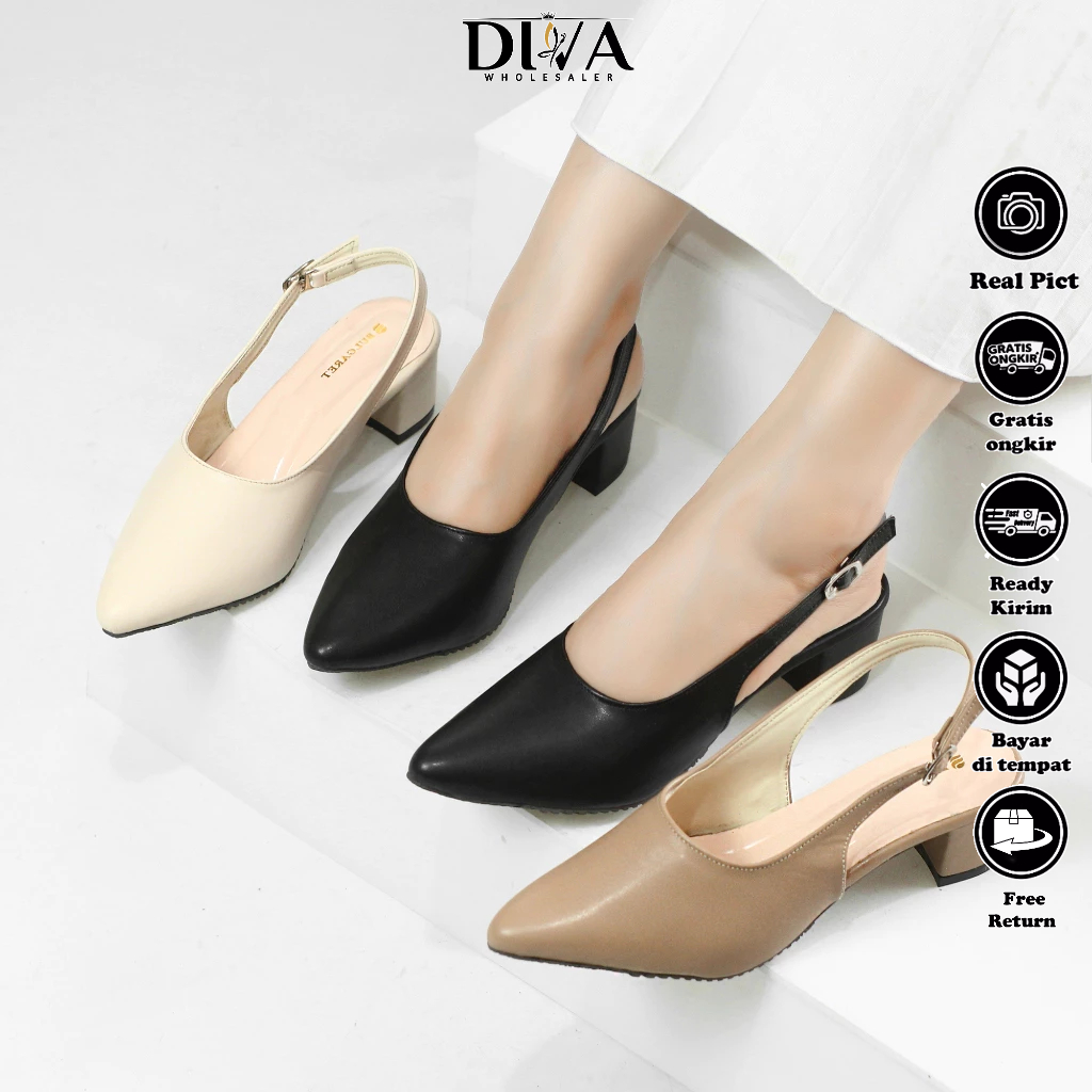 Jual Sandal Wanita Heels Mules Hak 5cm Elegan Kekinian DN 06 | Shopee ...