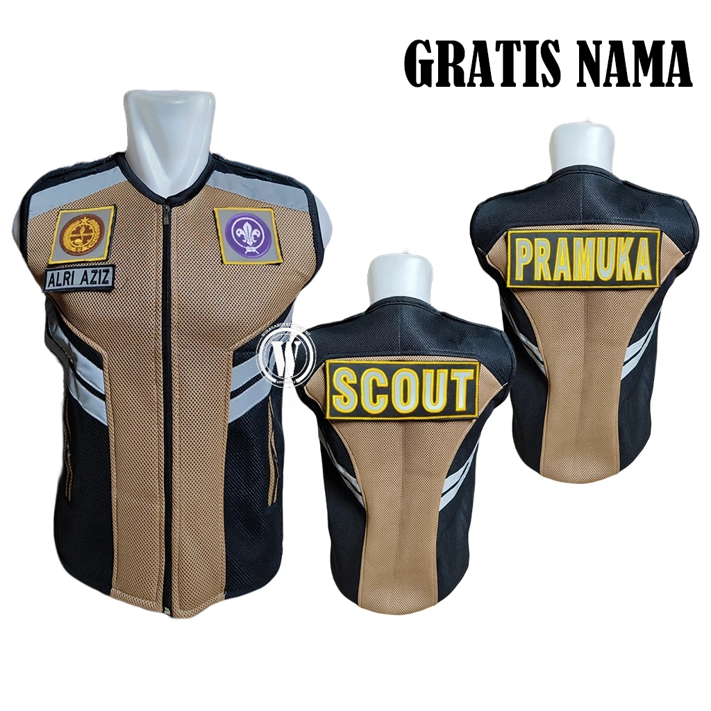 Jual Gratis Nama - Rompi Scout Pembina Pramuka DoubleMesh Tebal Coklat ...