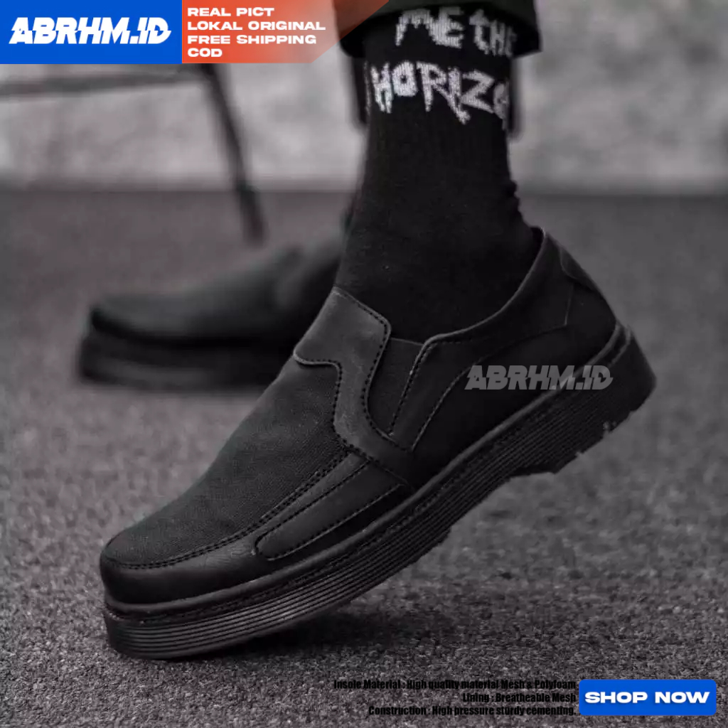 Jual ABRHM Sepatu Formal Pantofel Pria Casual Docmart Hitam Pria ...