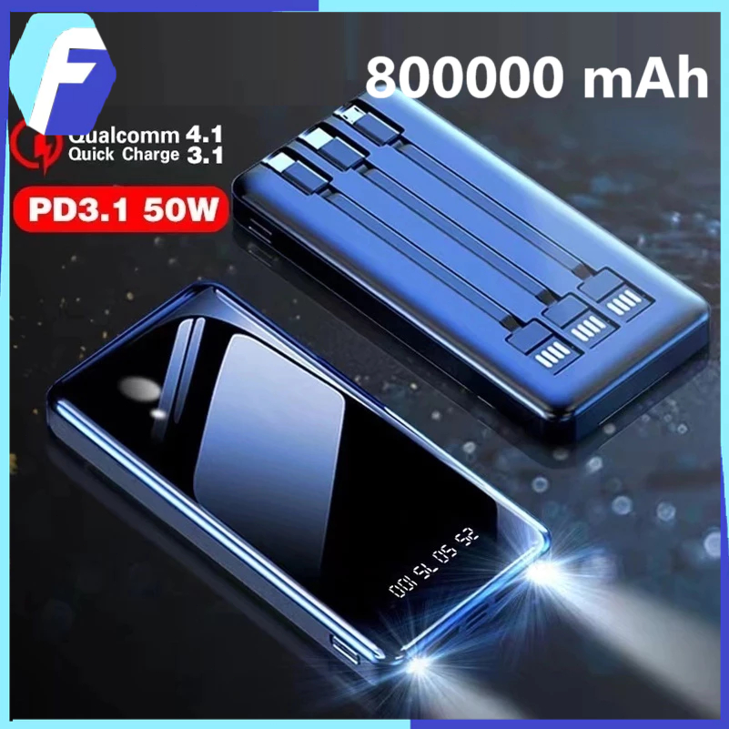 Jual 【Ready】80000mAh power bank built-in 3-wire portable fast charging ...