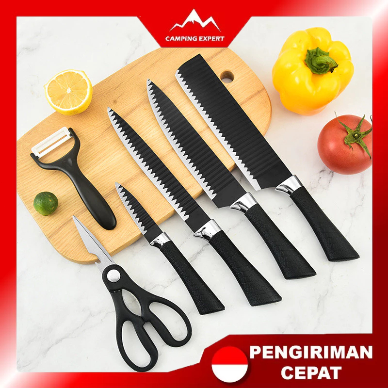 Jual 6PCS Kitchen Knife Set Stainless Steel Cutlery Set Chef Knives ...