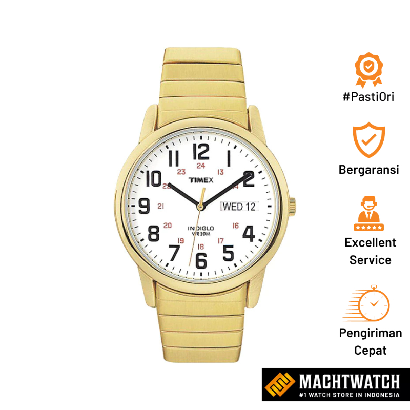Jual Jam Tangan Pria Timex Easy Reader T20471 Indiglo White Dial Gold ...