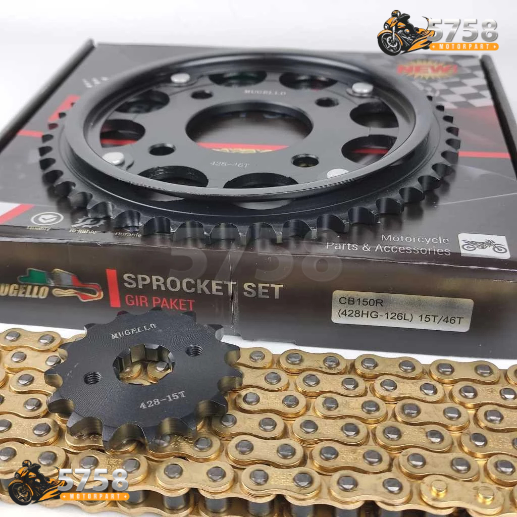Jual GEAR PAKET BAJA HONDA CB 150R 15/46T 428HG - 126L GIR SET MUGELLO (5758) | Shopee Indonesia