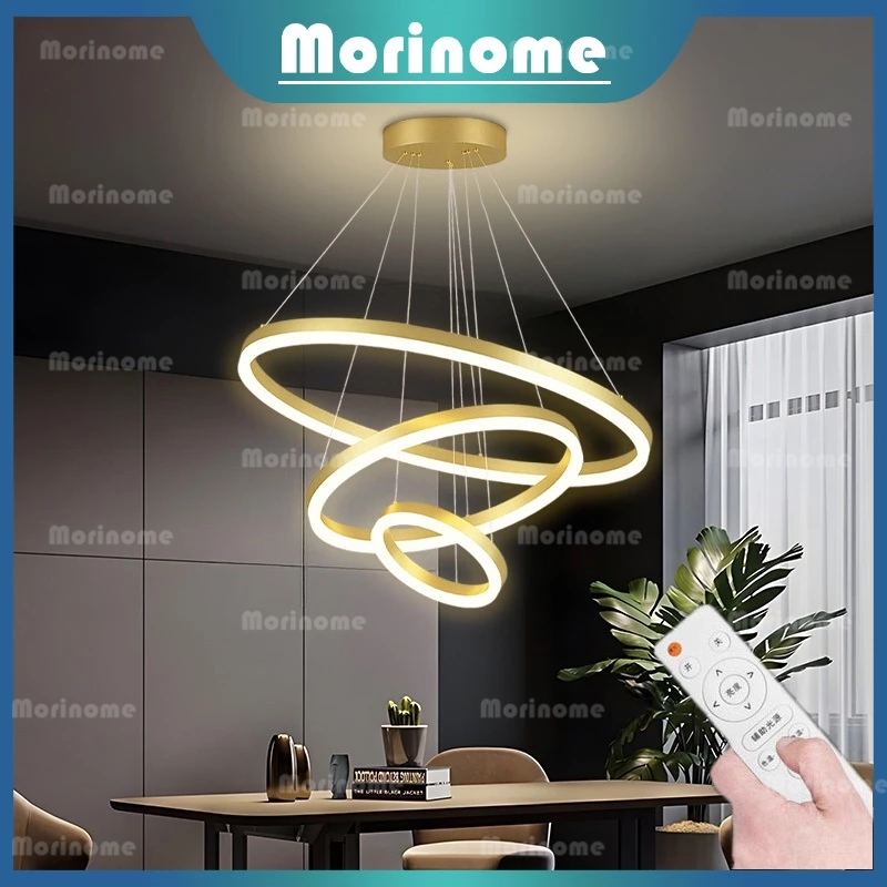 Jual Lampu Gantung Ruang Tamu Lampu Hias Mewah Nordik Minimalis Modern Gold 3 Ring LED 3 Warna ...