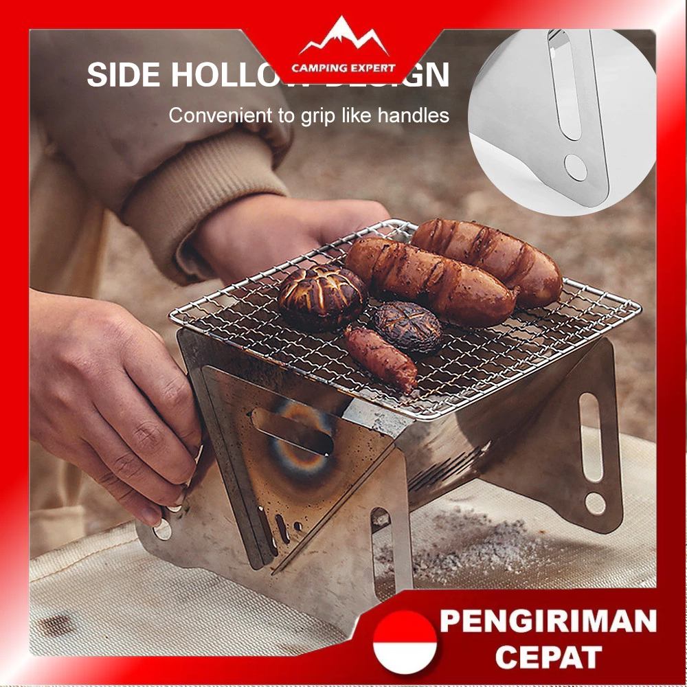 Jual Camping Wood Burning Stove with Grill Plate Outdoor Portable ...