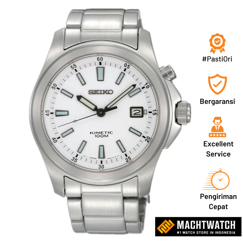 Jual Jam Tangan Pria Seiko Kinetic SKA461P1 White Dial Stainless Steel Strap | Shopee Indonesia