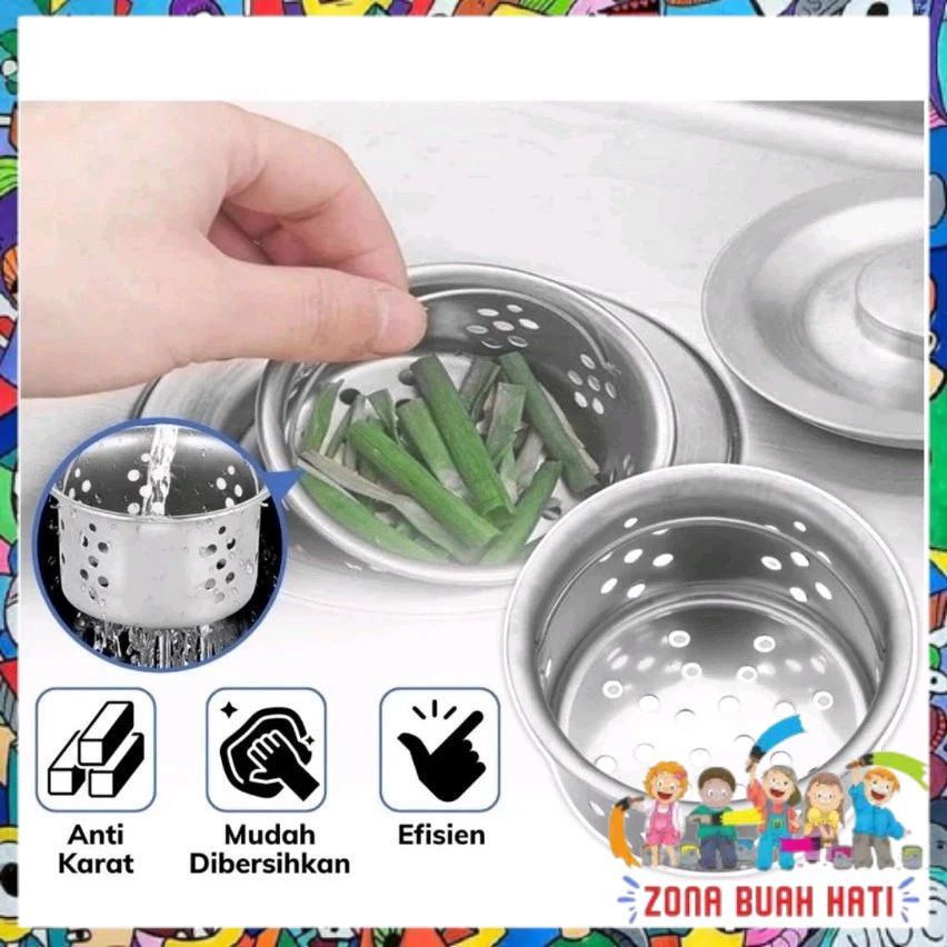 Jual ZBH Saringan Wastafel Stainless Steel Anti Karat Penyaring Lubang ...