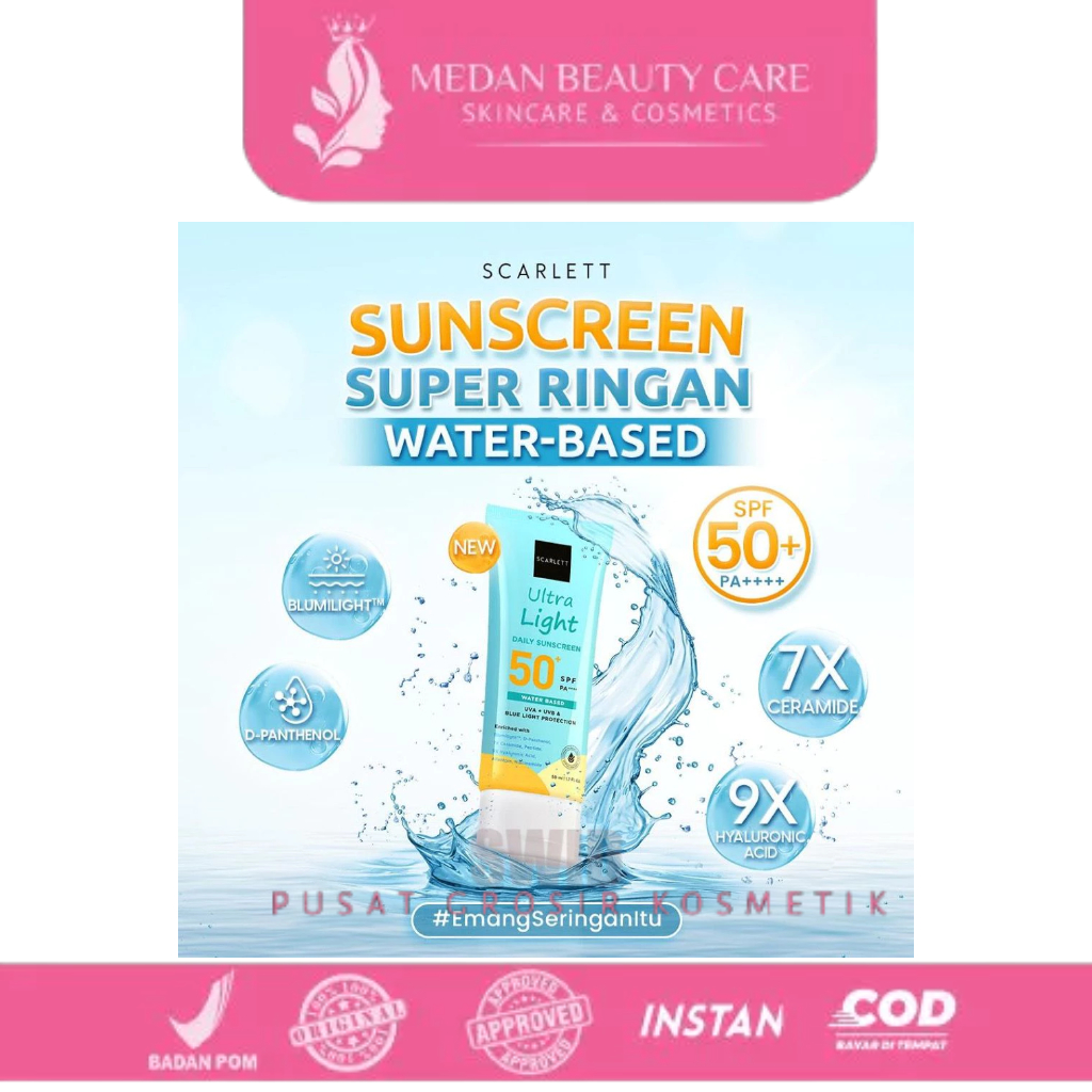 Jual Scarlett Ultra Light Daily Sunscreen Spf 50 Pa+++ (Biru) | Shopee Indonesia
