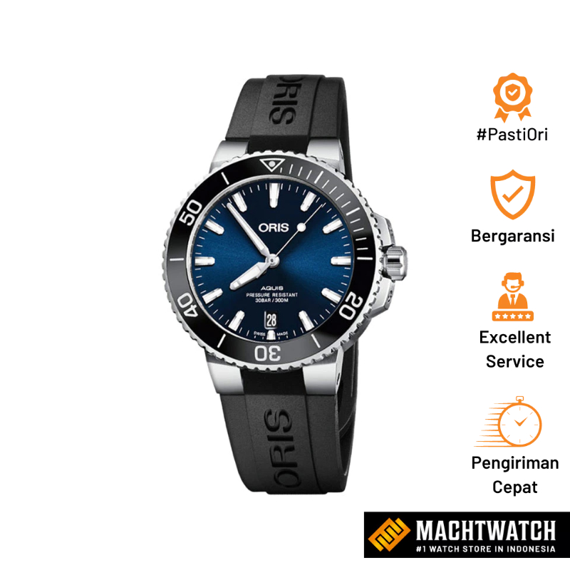 Jual Jam Tangan Pria Oris Aquis 01-733-7732-4135-07-4-21-64FC Date Blue Dial Black Rubber Strap ...
