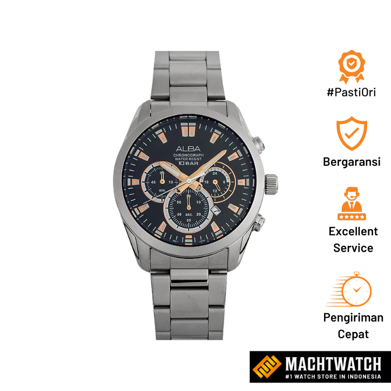 Jual [PROMO GLEDEK] Jam Tangan Pria Alba AT3H67X1 Chronograph Men Black ...