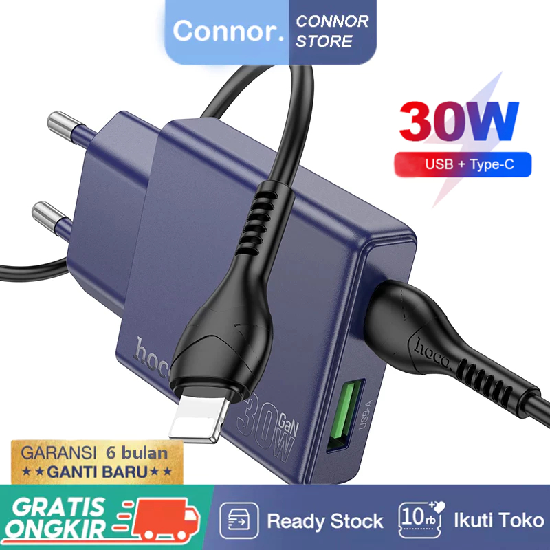 Jual Kepala GaN Charger pd30W+QC3.0 Travel Fast Charger(C to ip）N45 | Shopee Indonesia