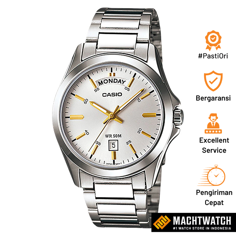 Jual Jam Tangan Pria Analog Casio General MTP-1370D-7A2VDF MTP1370D Silver Dial Stainless Steel ...