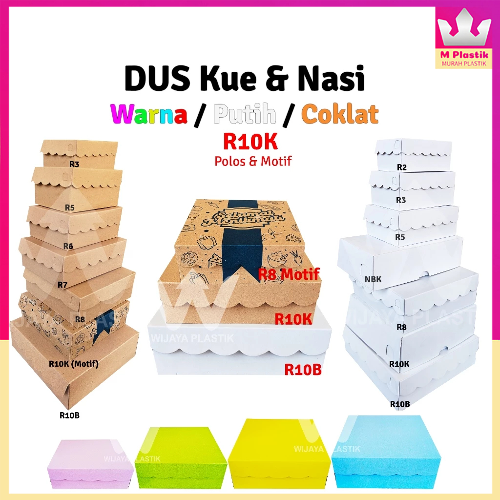 Jual Dus Kue & Nasi ( R10K ) 20x20 Warna / Putih / Coklat 350gsm @Pcs ...