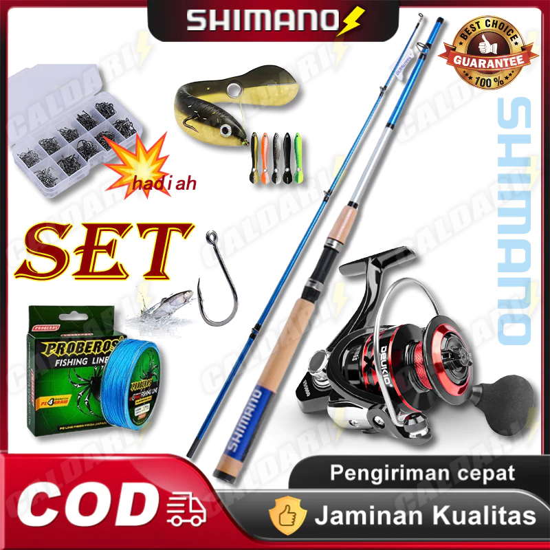 Jual SHIMANO Pancing Set Kuat Power 1.6M/1.8M/2.1M/2.4M Joran Murah Reel Gulungan NX2000-7000 ...
