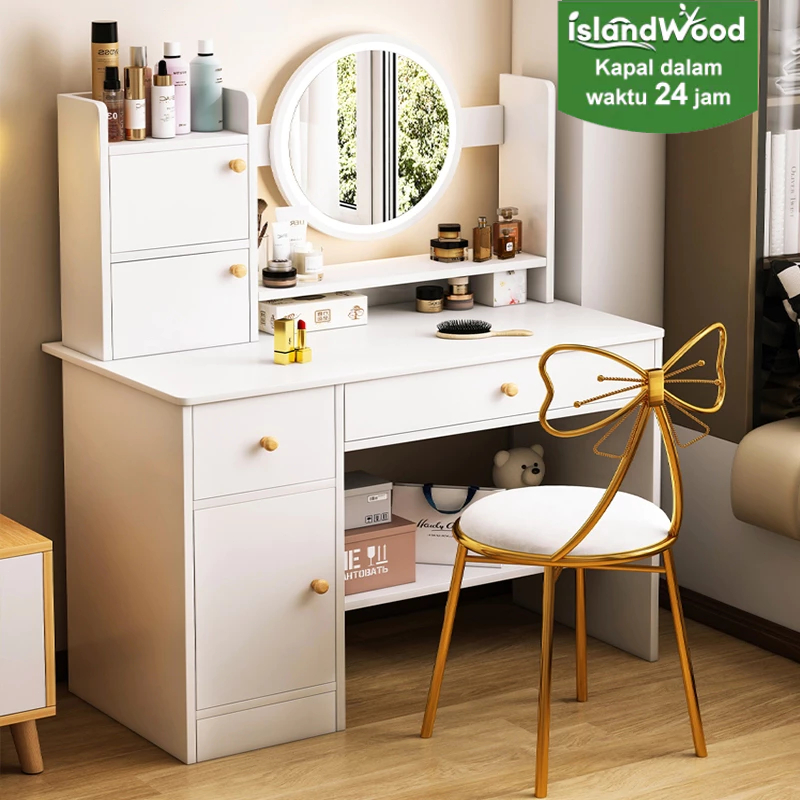 Jual Meja Rias Lampu LED Meja Rias Set Kursi Pita Meja Rias Modern Meja Rias Oval Putih ...