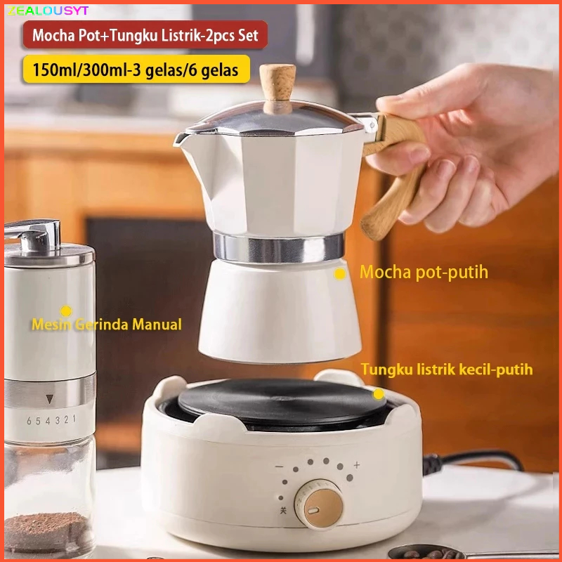 Jual 300ml Moka Pot Set Espresso Pot Moca Pot Tungku Listrik Set Mesin ...