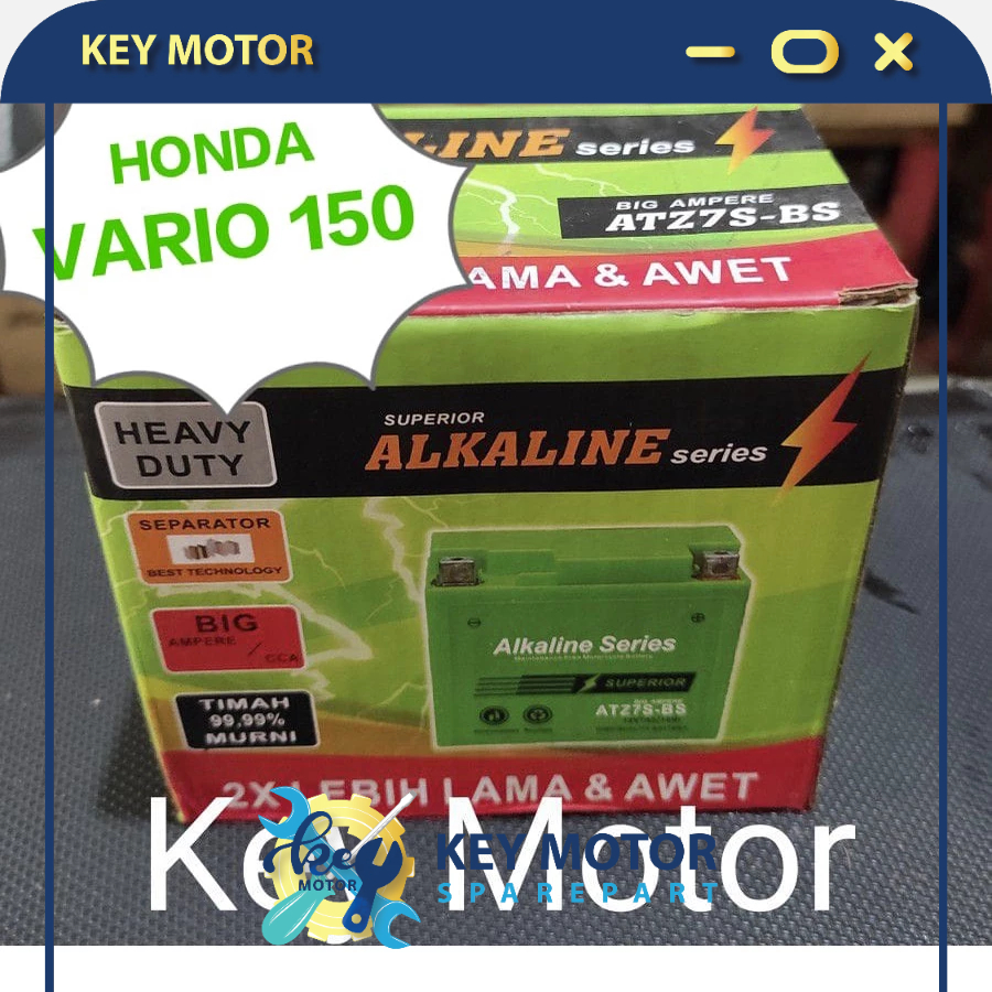 Jual Aki / Accu Kering Alkaline Alkalin Motor Honda Vario 150 7A 7 Ampere ATZ7S ATZ 7S 100% ...