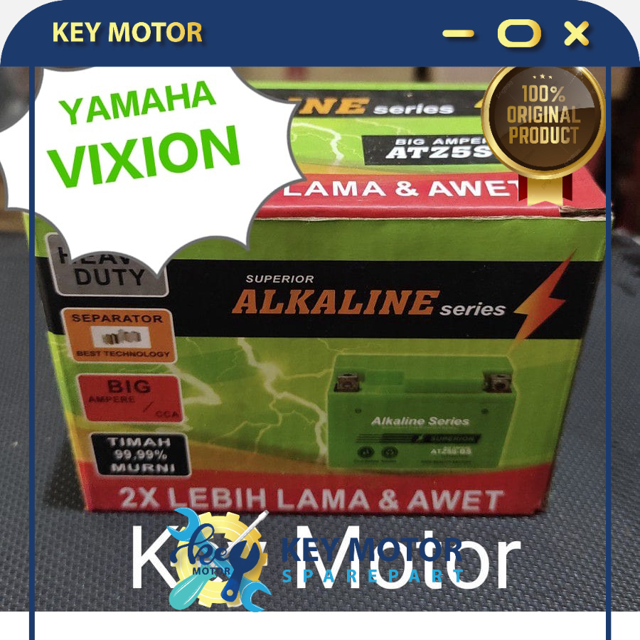 Jual Aki / Accu Kering Motor Yamaha Vixion ALKALINE ALKALIN 5A 5 Ampere ...