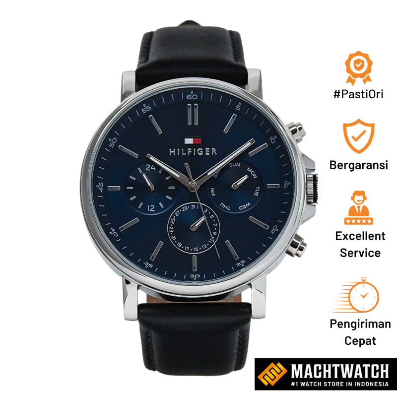 Jual Jam Tangan Pria Tommy Hilfiger 2770161 Men Blue Dial Black Leather ...