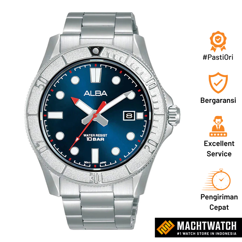 Jual Jam Tangan Pria Alba Active AS9Q01X1 Men Blue Dial Stainless Steel ...