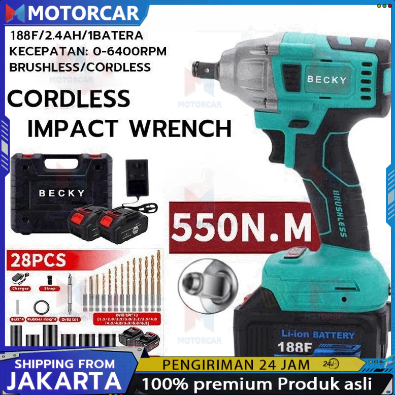 Jual BECKY Brushless Impact Tool High Torsi Brushless Impact Baterai ...