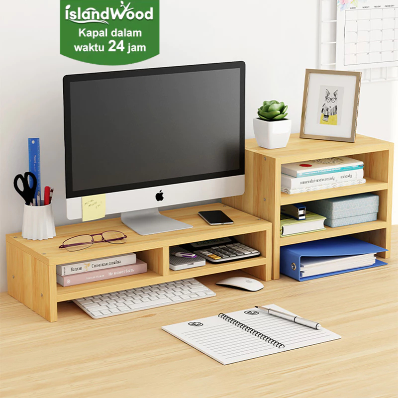 Jual Stand Monitor Kayu Meja Monitor Rak Monitor Desktop Dudukan ...