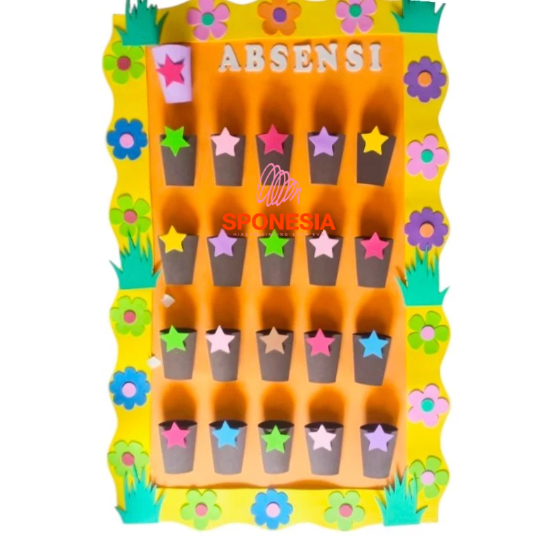Jual Absensi Kelas Paud TK SD Bahan Spon Eva (60 x 115 cm) unik bunga ...