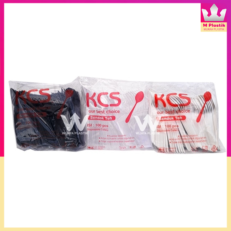 Jual Sendok TEH [KCS] ( Putih Bening Hitam ) --- 100 pcs @Pack | kecil kopi KCS ekonomis murah ...