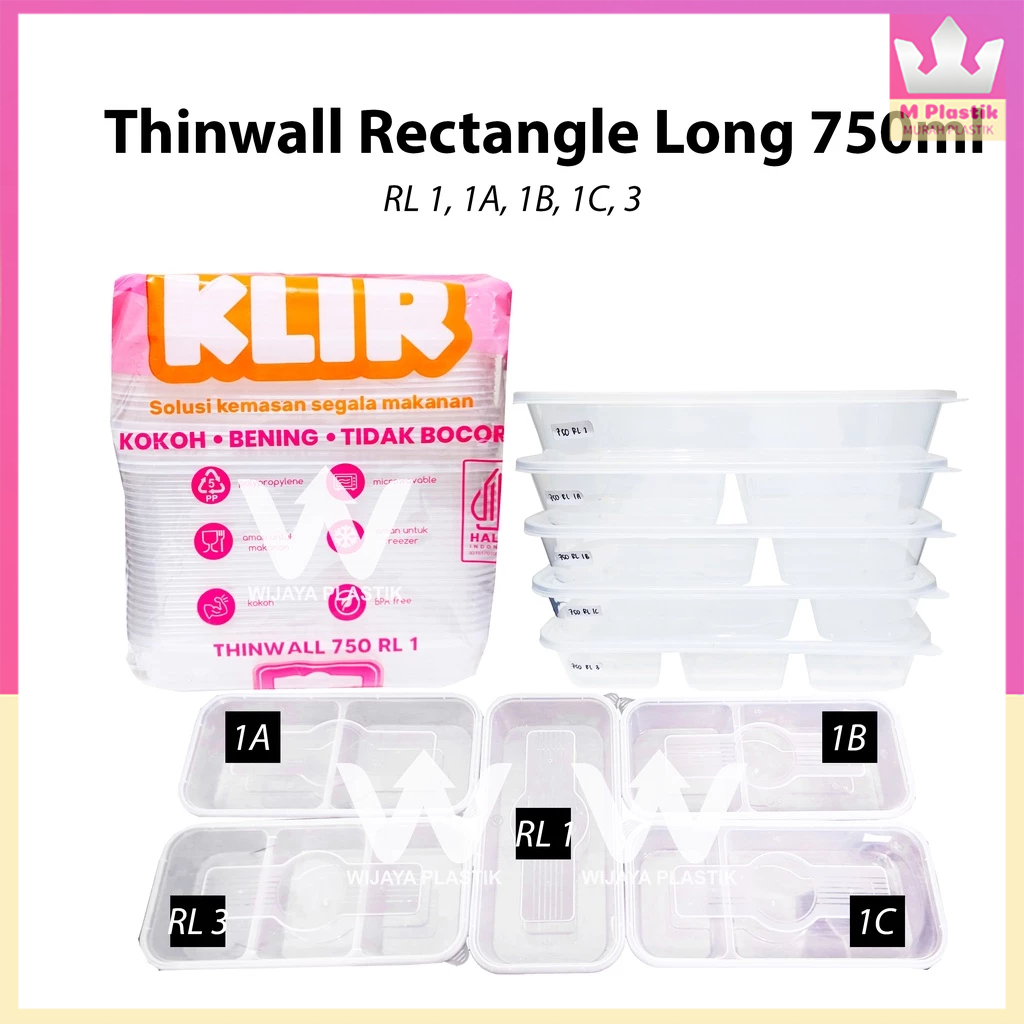 Jual Aneka Thinwall ( 750 ml ) RECTANGLE LONG [KLIR] --- 25 pcs @Pack ...