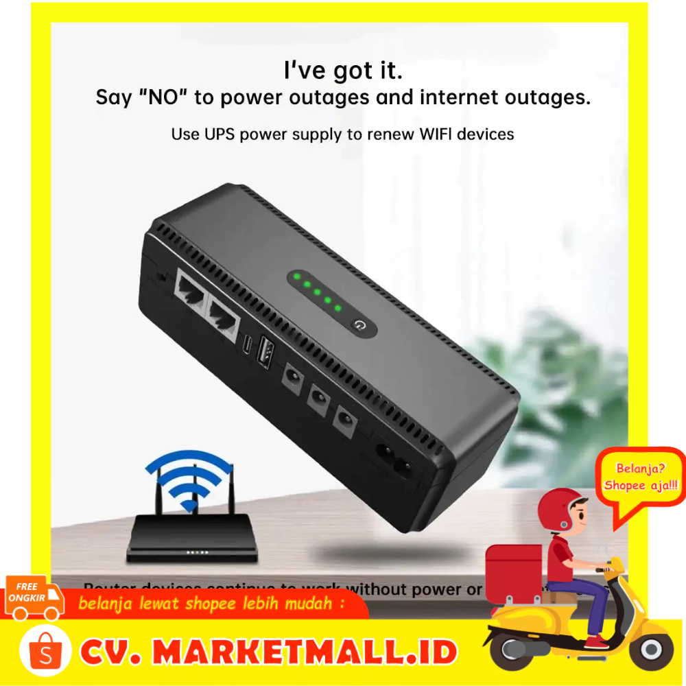 Jual Market Mall - PowerBank Mini UPS 12V 10400mAh Multifungsi untuk Router CCTV - HKIVI DCL-18W ...