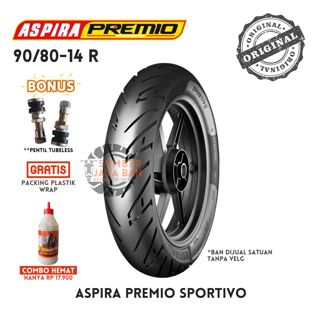 Jual Aspira Premio Sportivo 90/80-14 Rear Belakang 90/80 Ring 14 Ban Motor Tubeless Tubles Ban ...