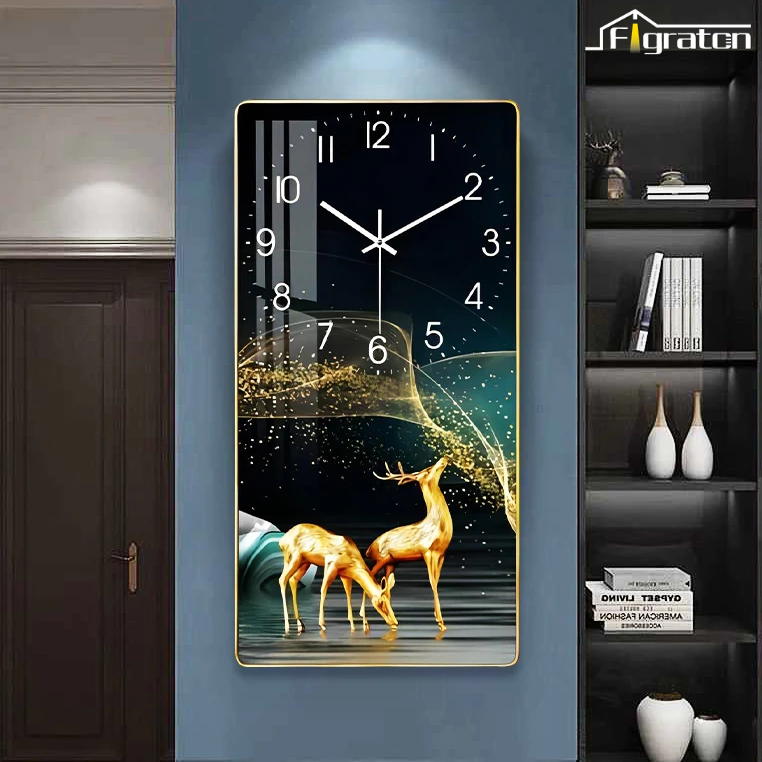 Jual Jam Dinding Ruang Tamu Ruang Makan Motif Rusa Dekorasi Rumah Mewah ...