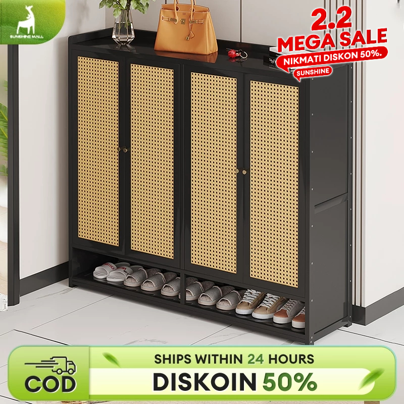 Jual Lemari Sepatu Tertutup Rak Sepatu Rotan Rak Sepatu Kayu Serbagun ...