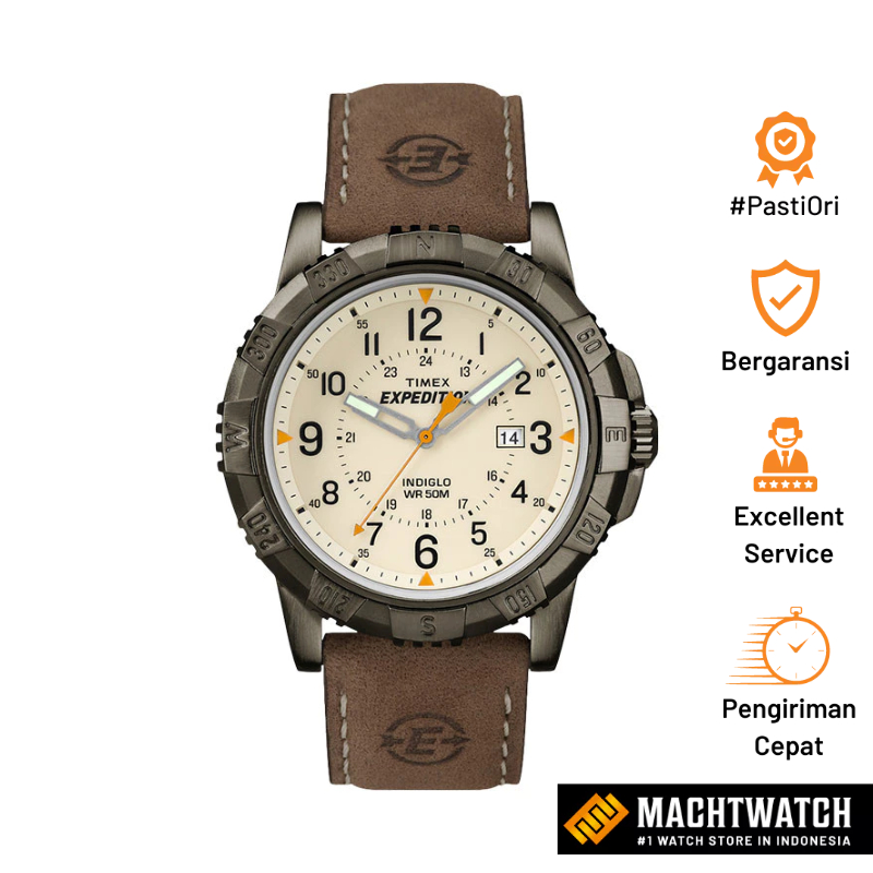 Jual Jam Tangan Pria Timex Expedition T49990 Rugged Metal Brown Leather ...