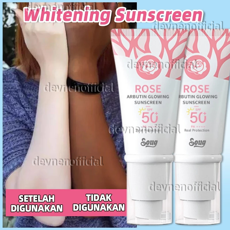 Jual Whitening Brightening Sunscreen SPF50 PA++++ UVA/UVB Sun Protection Rose Arbutin Sunblock ...