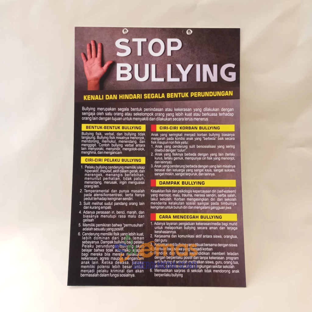 Jual Hard Poster Stop Bullying | Hard Poster Kenali dan Hindari Segala Bentuk Bullying | Shopee ...